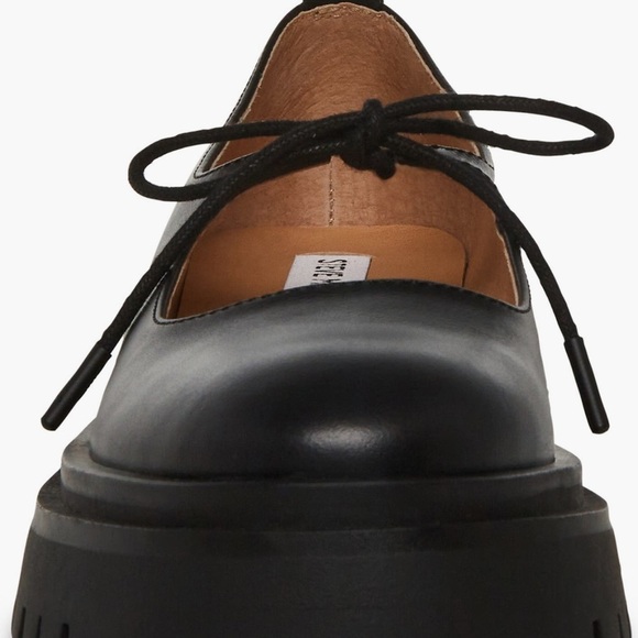 Steve Madden | Shoes | Steve Madden Landon Platform Chunky Lug Sole Black Leather Tie Mary Jane ...